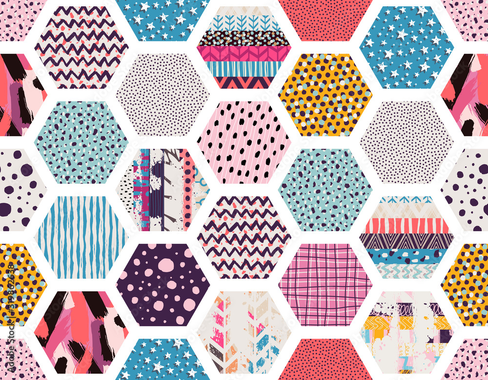 Seamless pattern, patchwork tiles. Can be used on packaging paper, fabric, background for ...