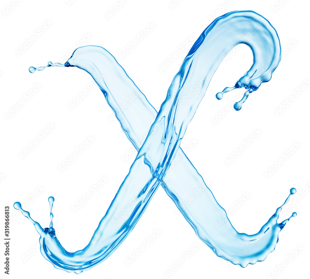Clean Blue Water Splash Shaped in Form of Letter X Stock Illustration ...
