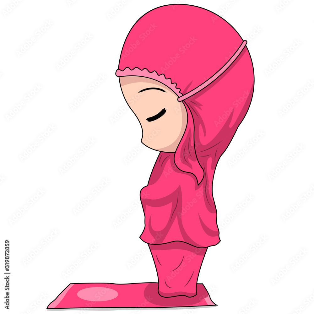 The standing pose looks beside the prayer in Islam. cute Muslim ...