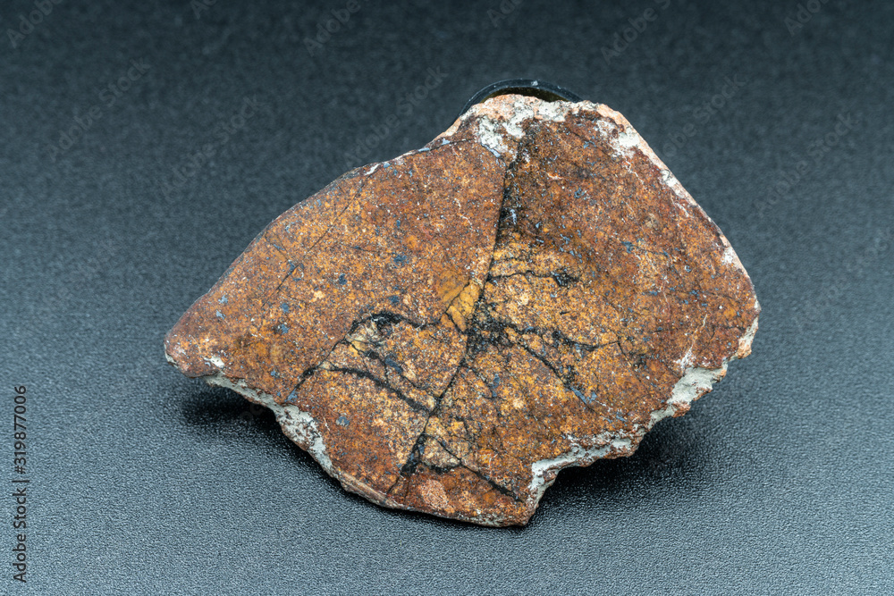 Inside slice of Chondrite Meteorite L Type isolated, piece of rock ...
