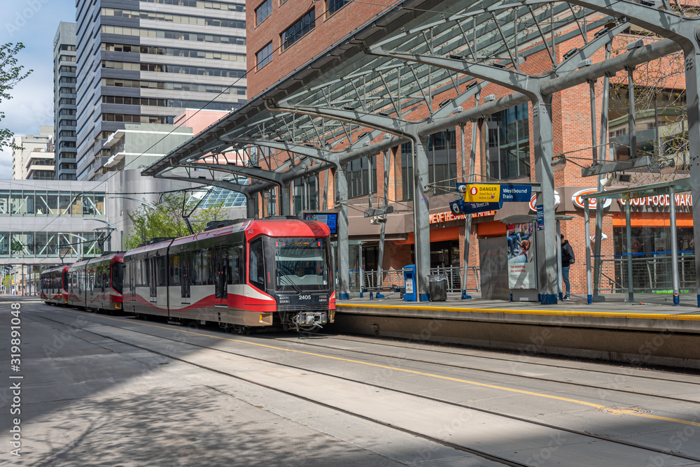 Calgary, Canada - May 26, 2019: C-Train at 69th Street Station in ...