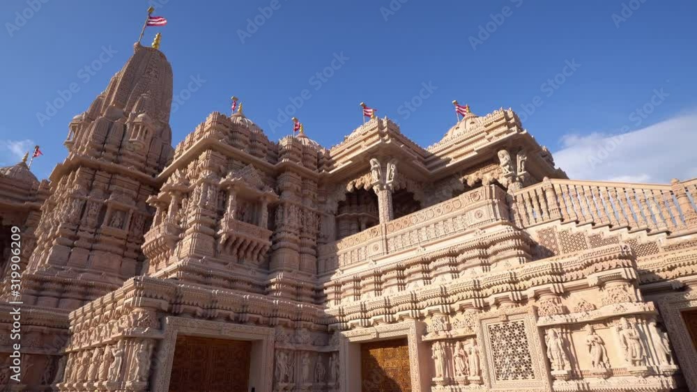 Exterior view of the famous BAPS Shri Swaminarayan Mandir Stock Video ...