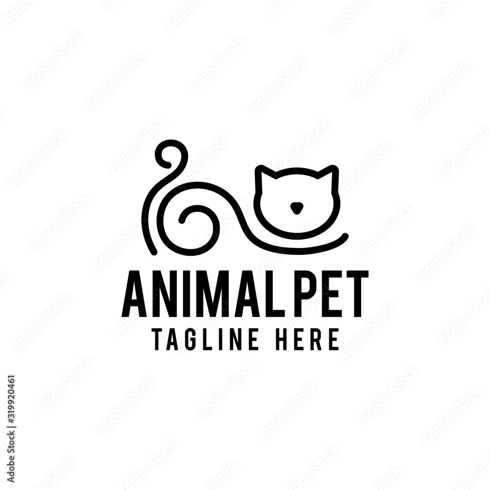 cat paw logo design. cat and paw vector illustration for pet company ...