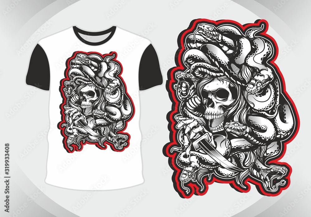 t shirt design skull,isolated,fully editable Stock Vector | Adobe Stock