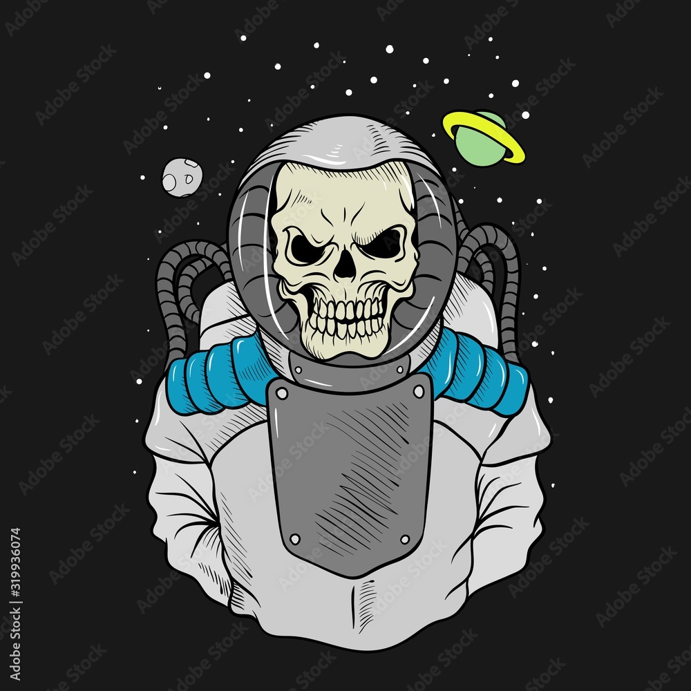 skull astronaut hand drawing,isolated easy to edit Stock Vector | Adobe ...