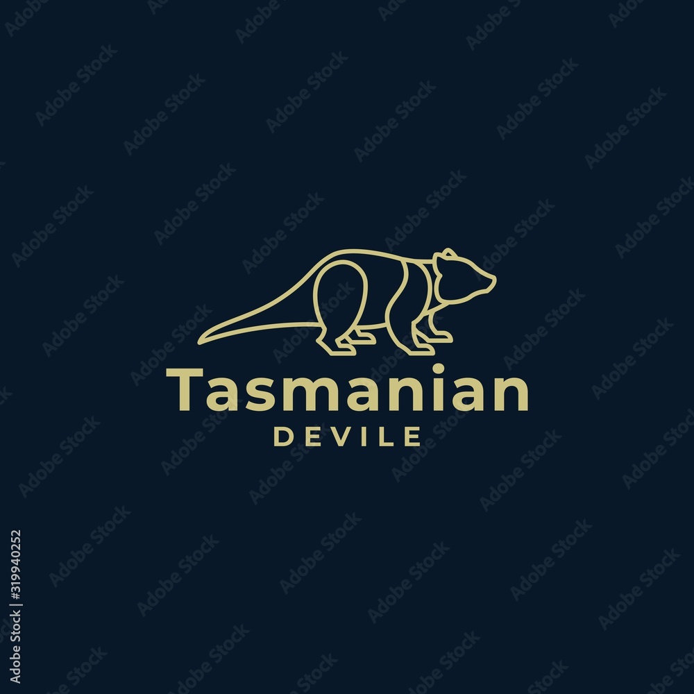 Vector Logo Illustration Tasmanian Line Art Style Stock Vector | Adobe ...