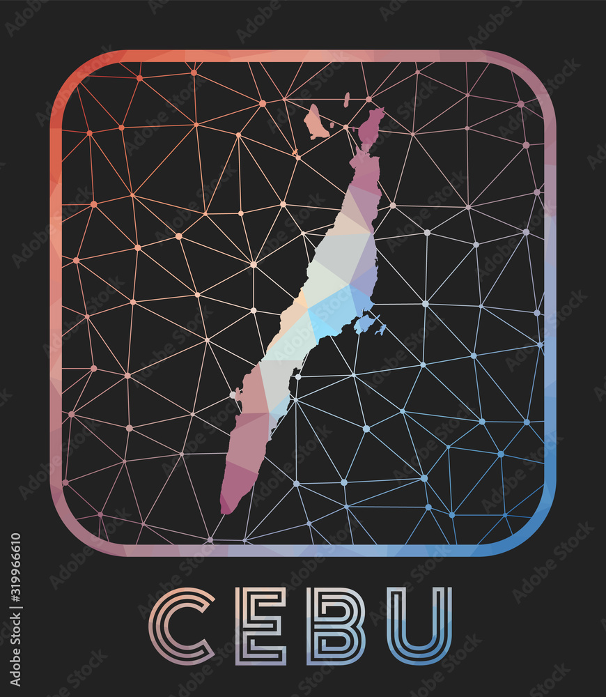 Cebu map design. Vector low poly map of the island. Cebu icon in ...