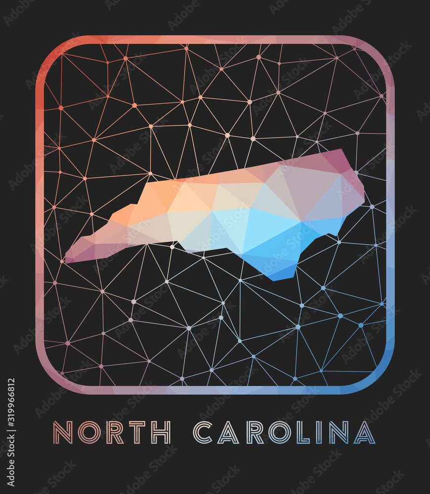 North Carolina map design. Vector low poly map of the us state. North ...