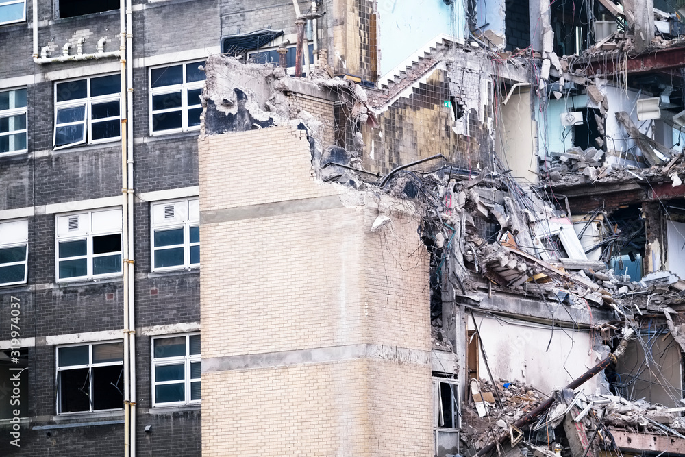 Demolition of office building collapse following explosion by ...