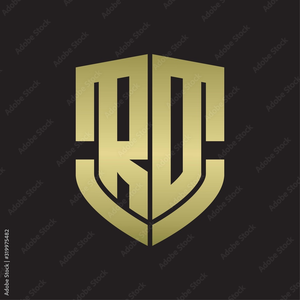RD Logo monogram with emblem shield shape design isolated gold colors ...