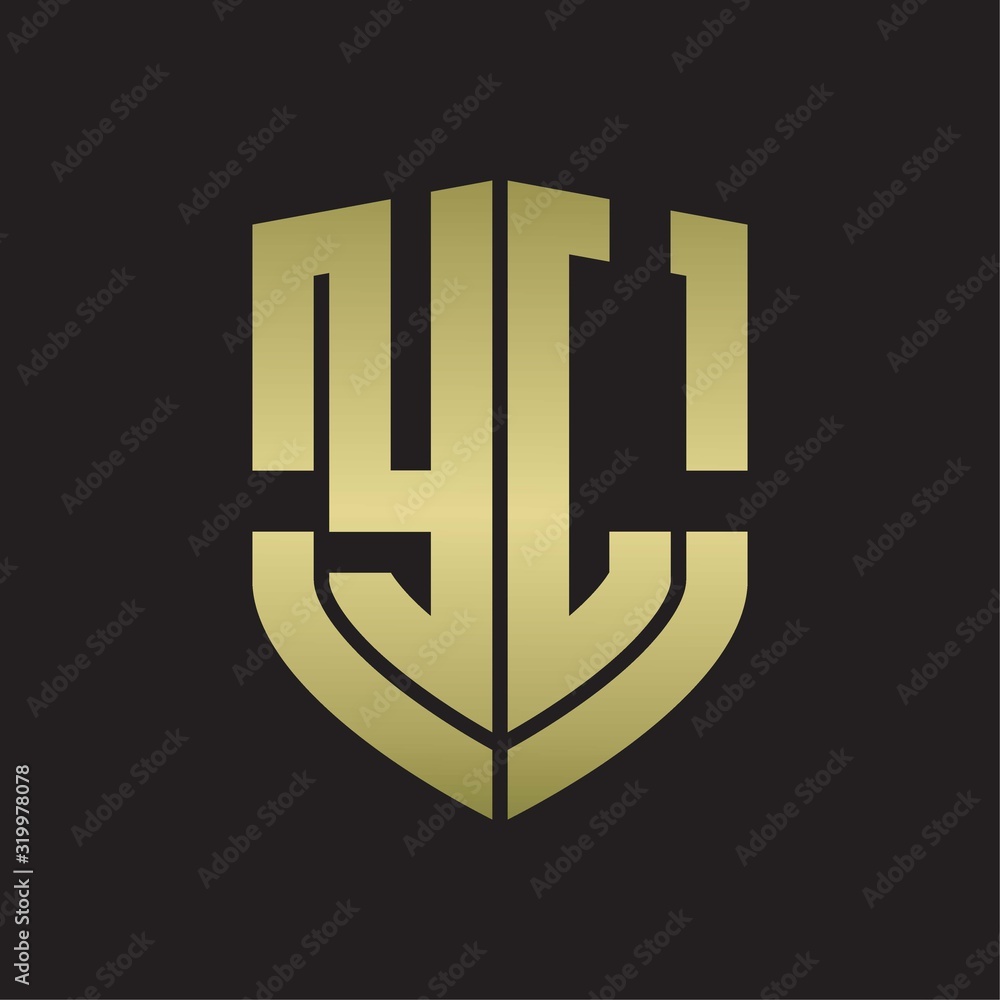 YL Logo monogram with emblem shield shape design isolated gold colors ...