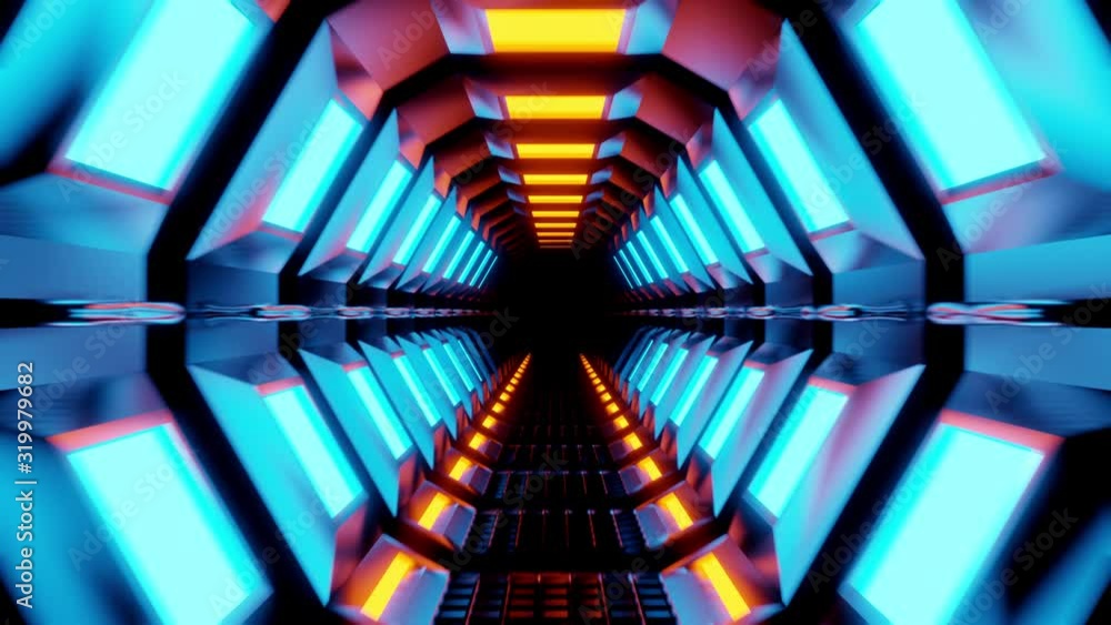 Tunnel in space ship, technology and futuristic concept Stock Video ...