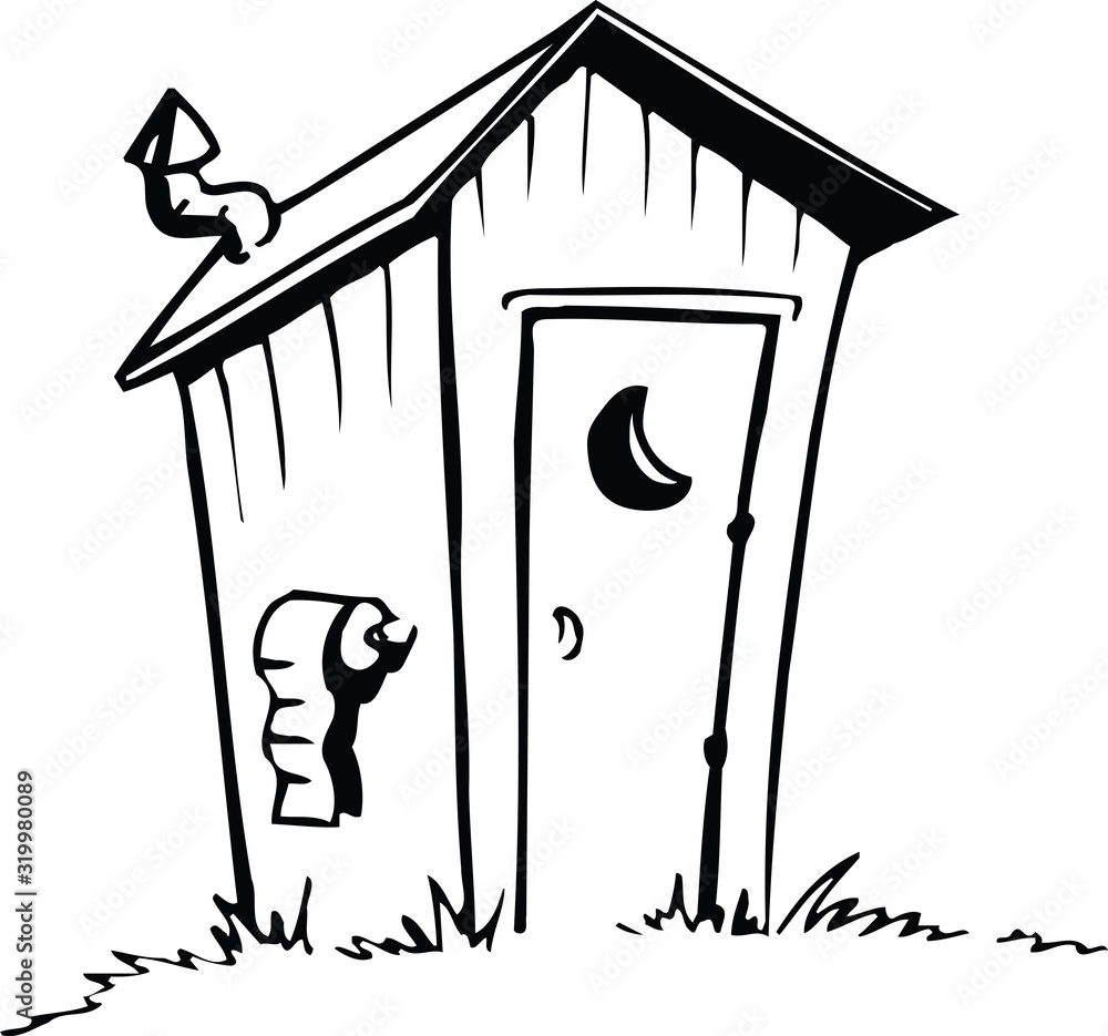 Cartoon Outhouse Vector Illustration Stock Vector | Adobe Stock