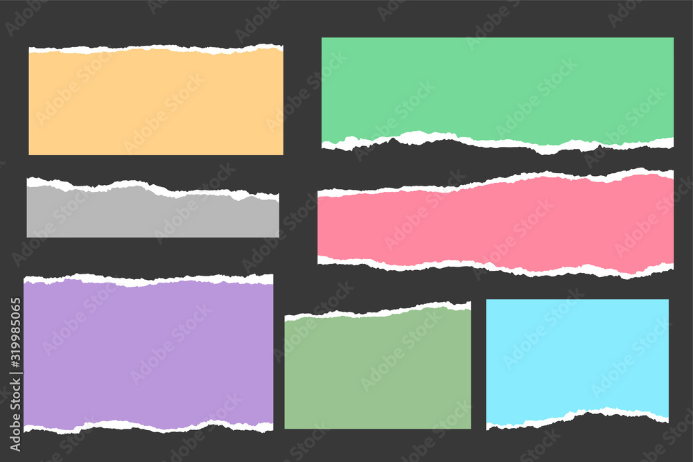 ripped torn paper sheets collection in many colors Stock Vector | Adobe ...