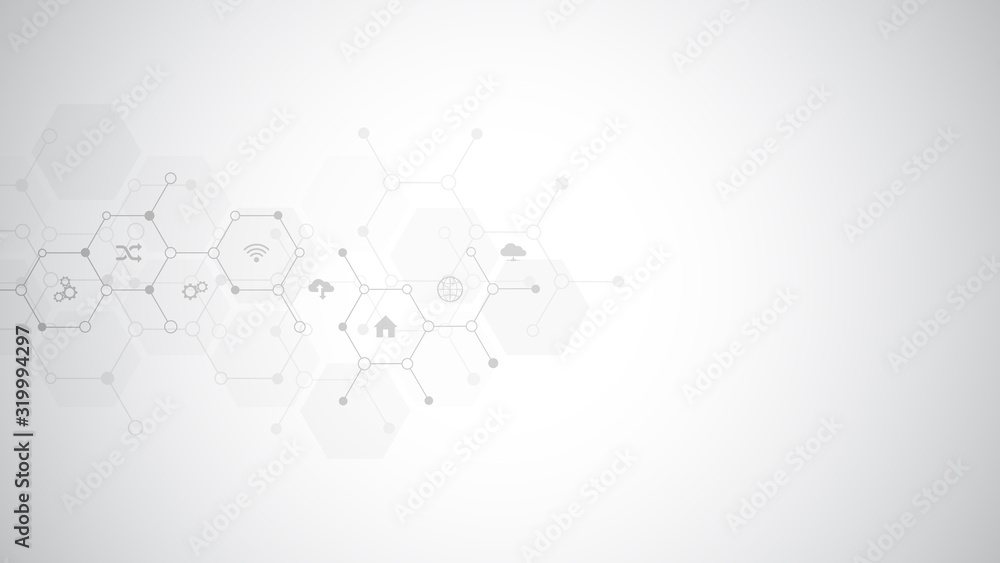 Technology background with flat icons and symbols. Concept and idea for ...