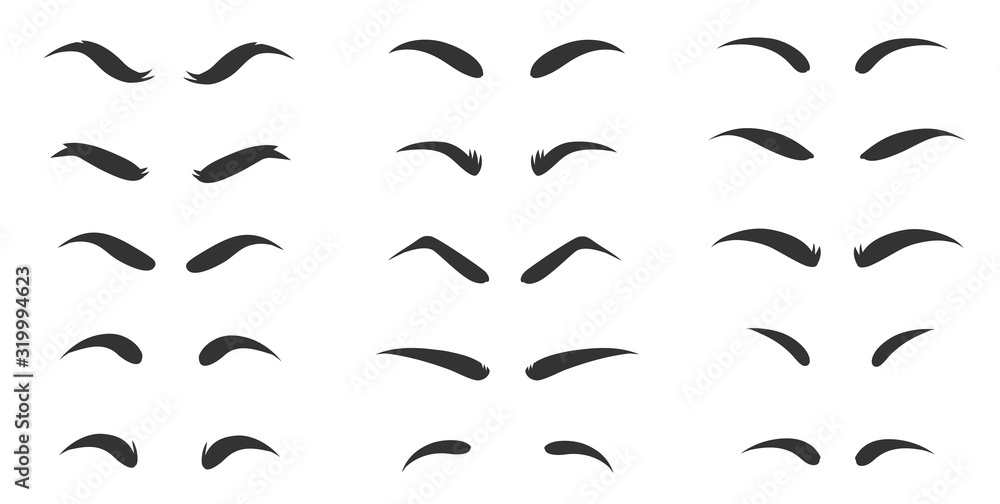 Eyebrows shapes Set. Eyebrow shapes. Various types of eyebrows. Makeup ...