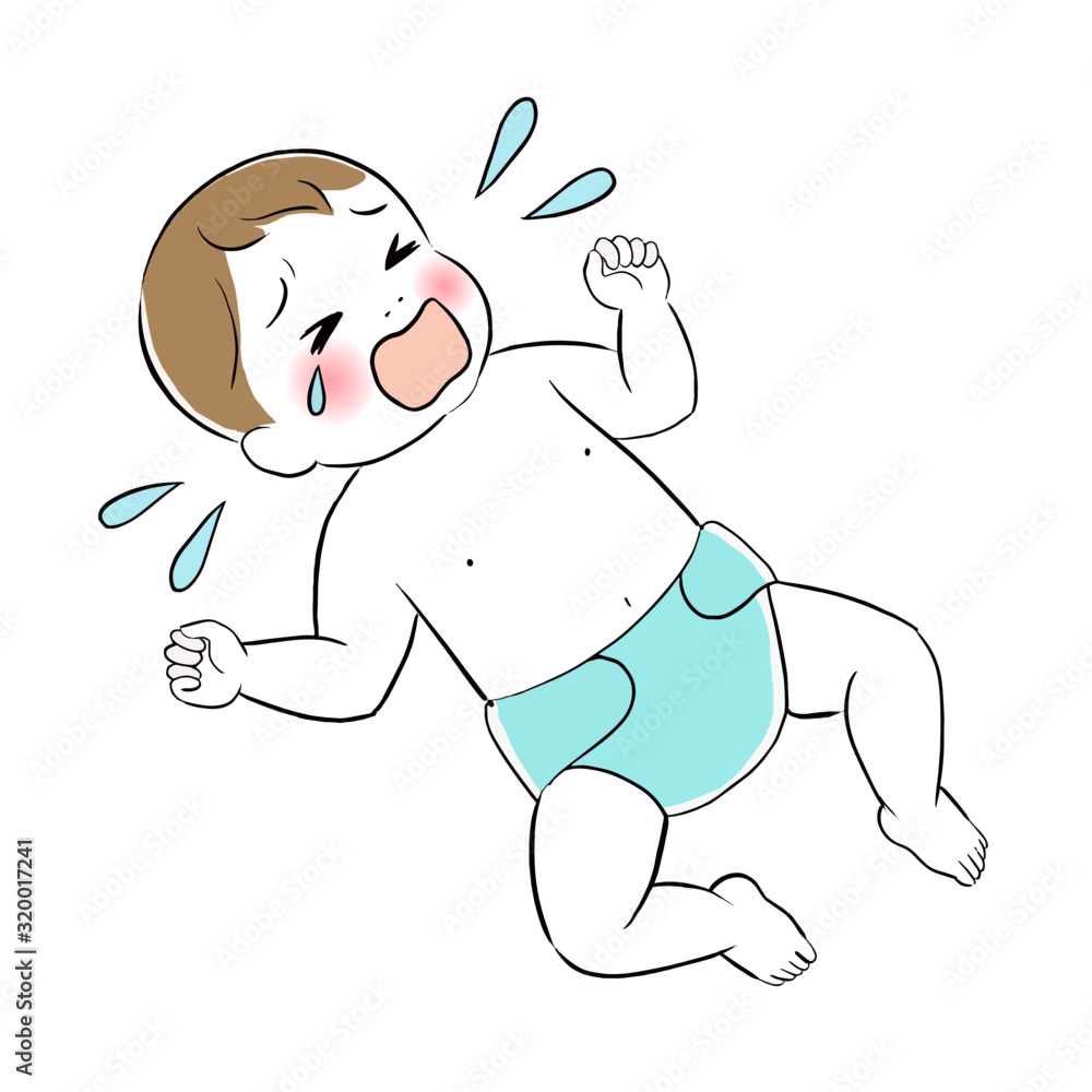 Vector Illustration of Cartoon Baby crying Stock Vector | Adobe Stock
