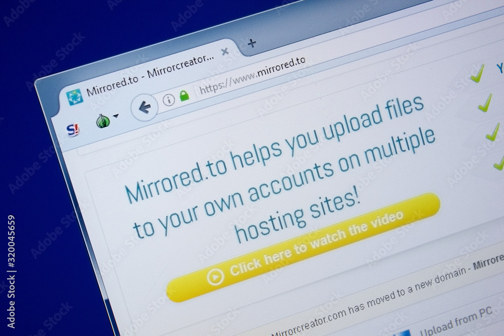Ryazan, Russia - September 09, 2018: Homepage of Mirrored website on ...