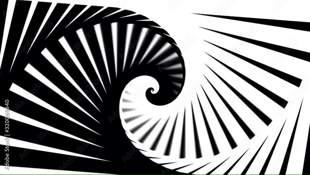 black and white geometric shape twirl rotating in circle motion look ...