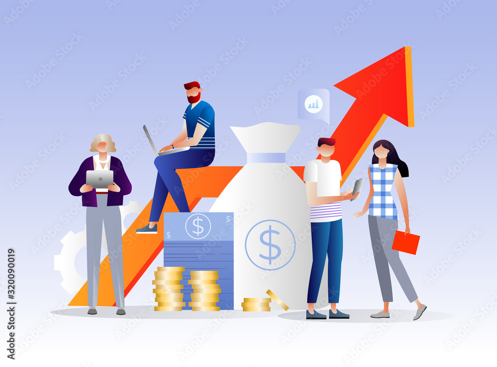 Advance business investment concept banner with characters. Bank ...