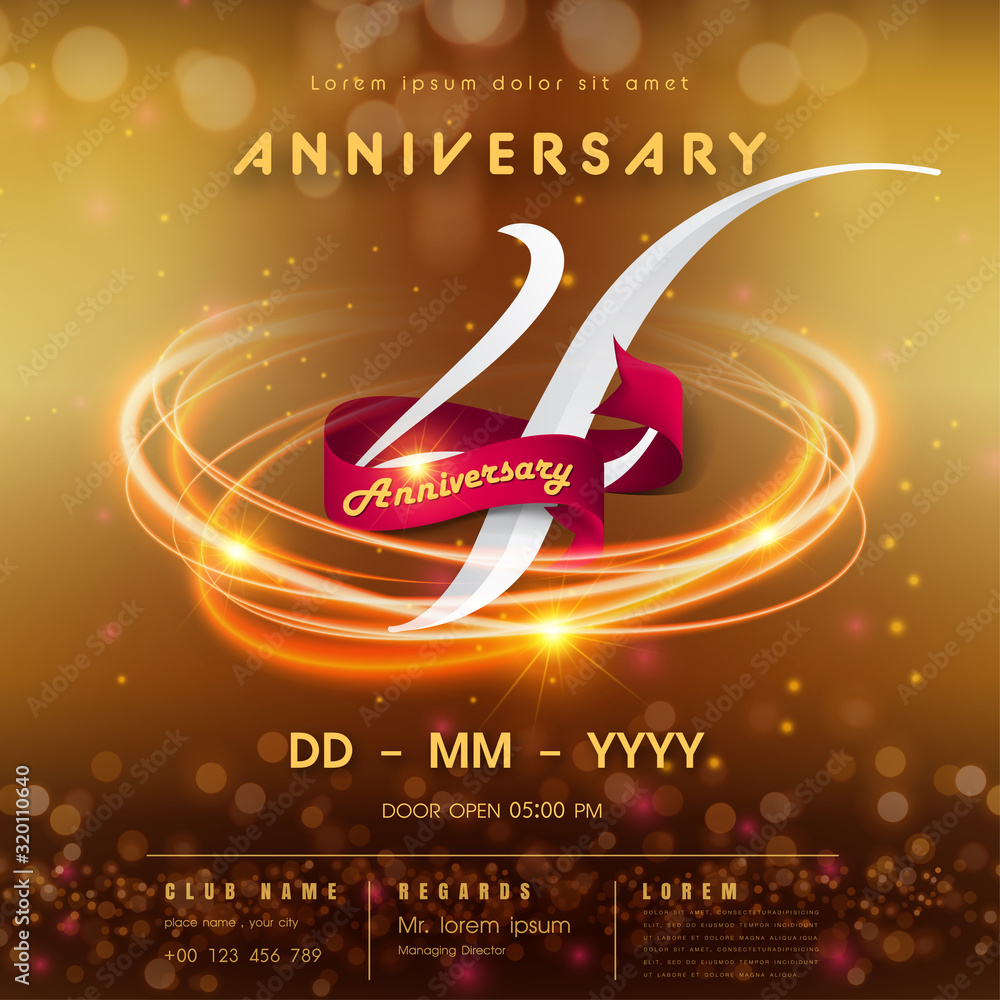 4 years anniversary logo template on golden Abstract futuristic space ...