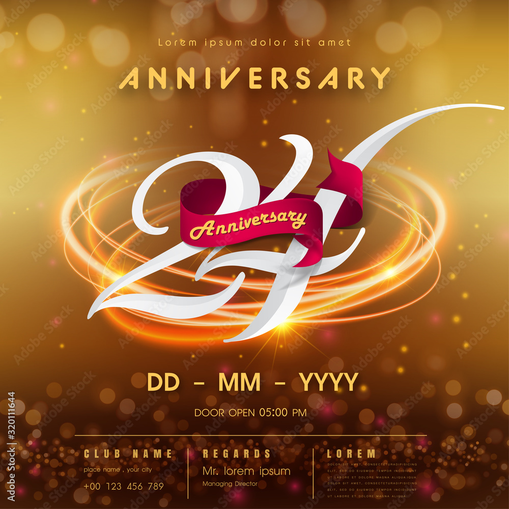 24 years anniversary logo template on golden Abstract futuristic space ...