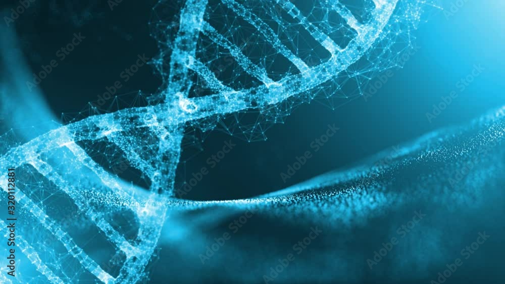 Artistic rotating of shiny dna structure on futuristic copy space ...