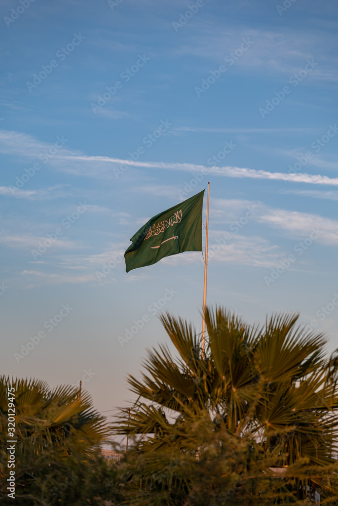 Saudi Arabia flag waving in the wind, Al Khobar, Eastern Saudi Arabia ...