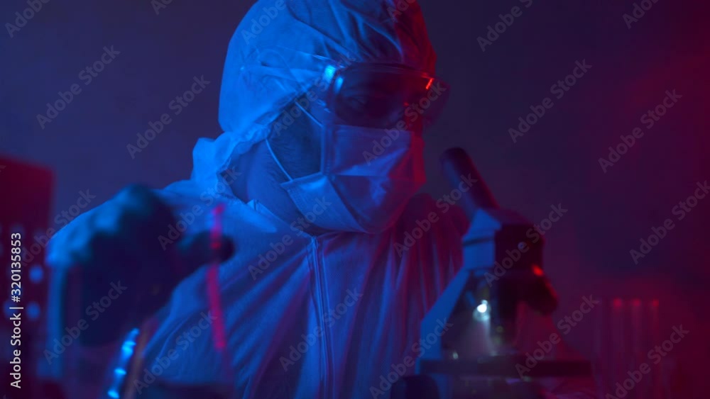 Biohazard accident in scientific laboratory researching hazardous ...