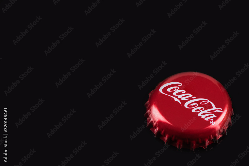 TARNOW, POLAND - FEBRUARY 01, 2020: Classic Red Coca-Cola Bottle Cap ...