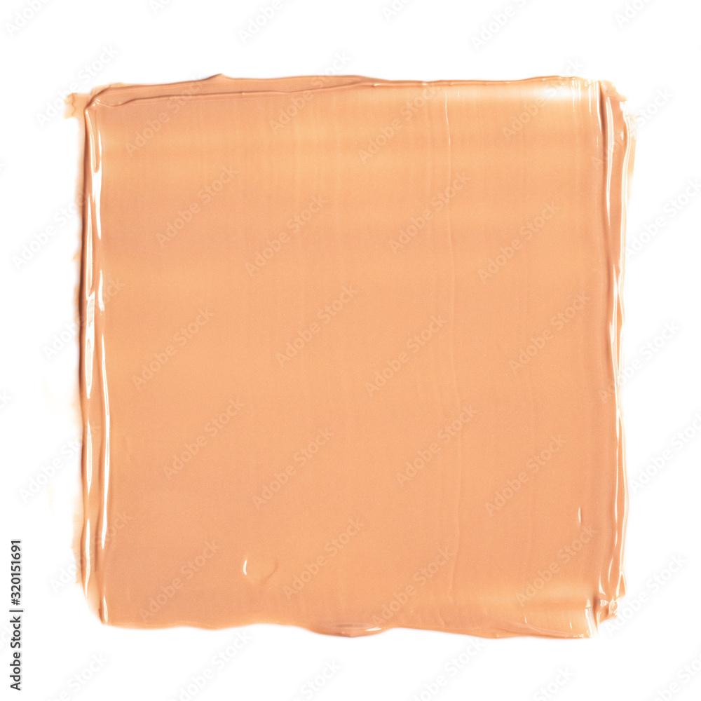 Liquid foundation sample of square shape of makeup isolated on white ...