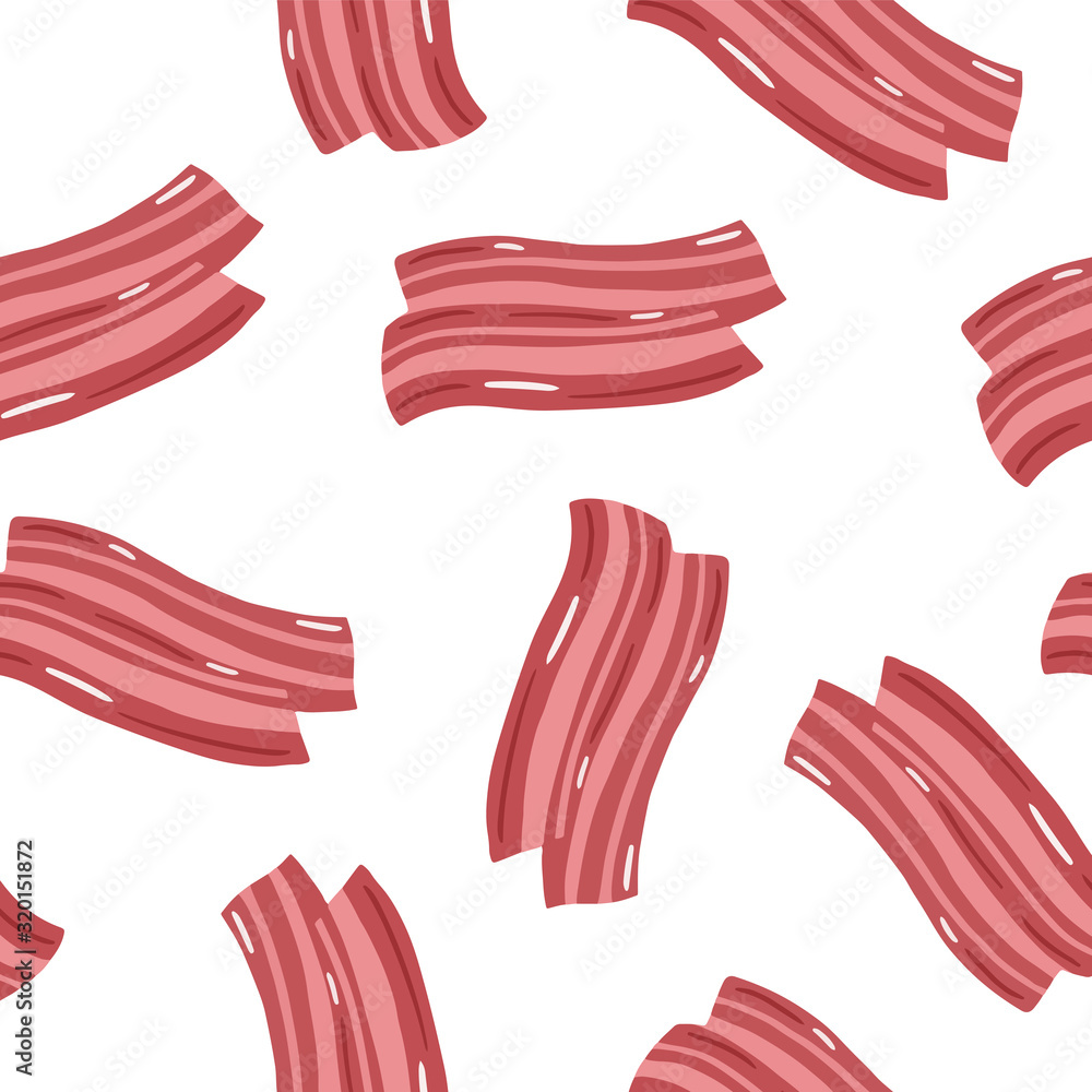 Vector seamless pattern of bacon strips. Bacon background. Cartoon ...