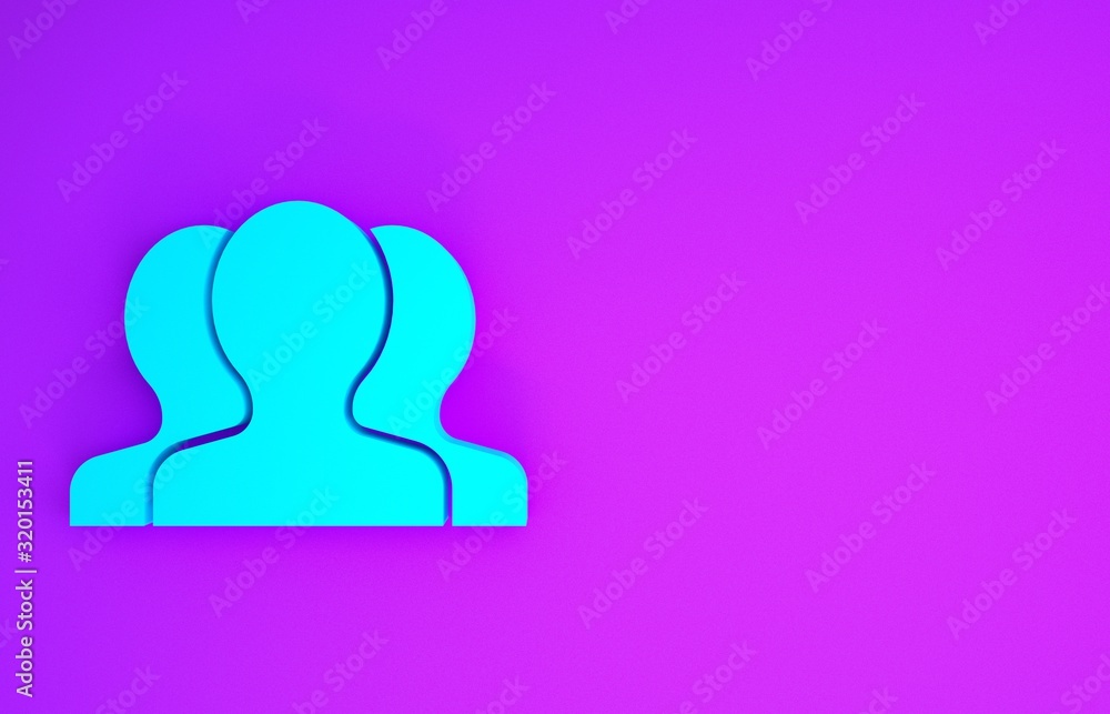 Blue Users group icon isolated on purple background. Group of people ...