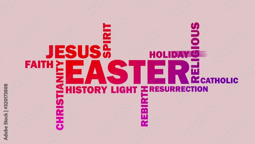 Easter word cloud animation on pink background. Kinetic typography in ...