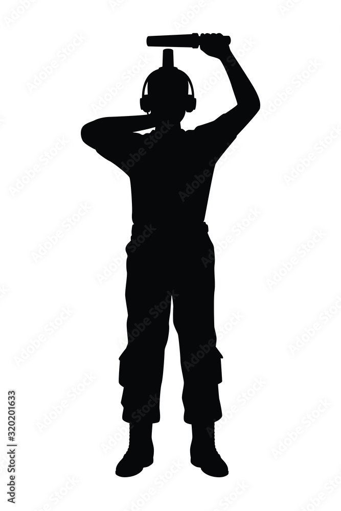 Aviation Marshaller silhouette vector / Supervisor meets passenger ...