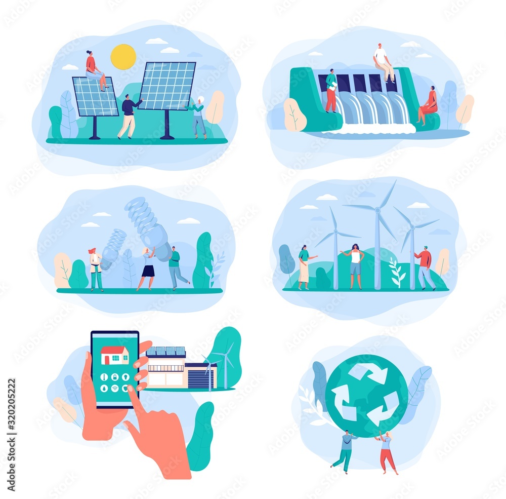 Vetor De Green Clean Energy Sources Renewable Electric Power Vector