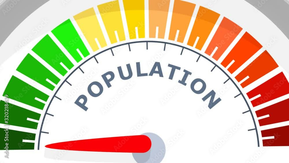 Population word on growth diagram. Color scale with arrow from green to ...