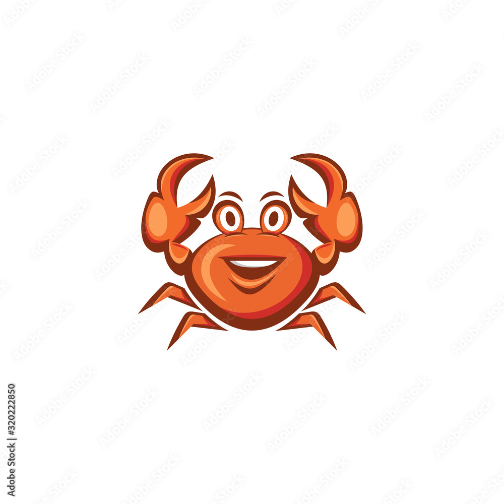 Crab Cartoon Illustration Vector Cute Icon Logo Design Template Element ...