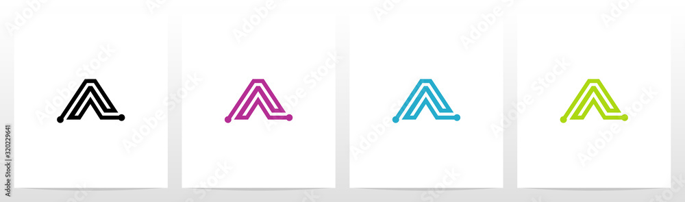 Parallel Lines With Nodes Formed Letter Logo Design A Stock Vector ...