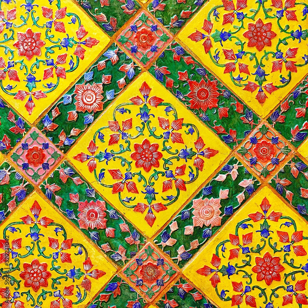 Old over 151 year wall ceramic tiles patterns handcraft from thailand ...