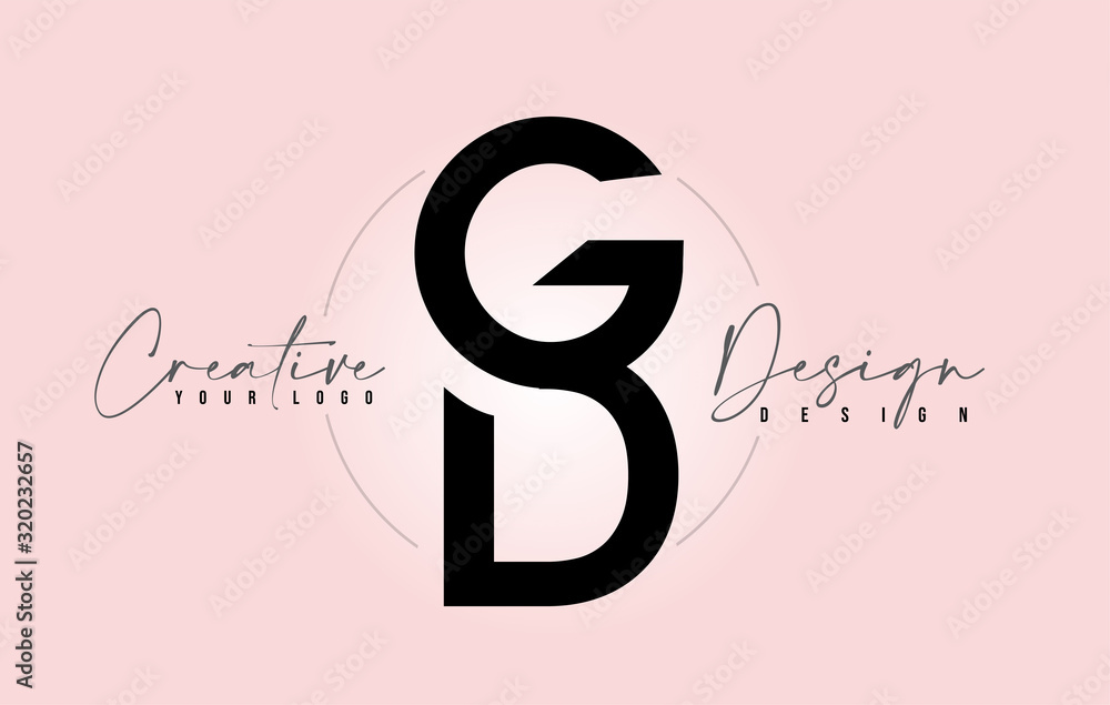 GD Letter Design Icon Logo with Letters one on top of each other Vector ...