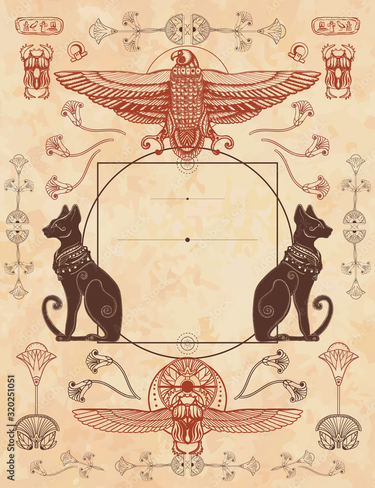 Ancient Egypt vertical background. Old paper vector. Travel and History ...