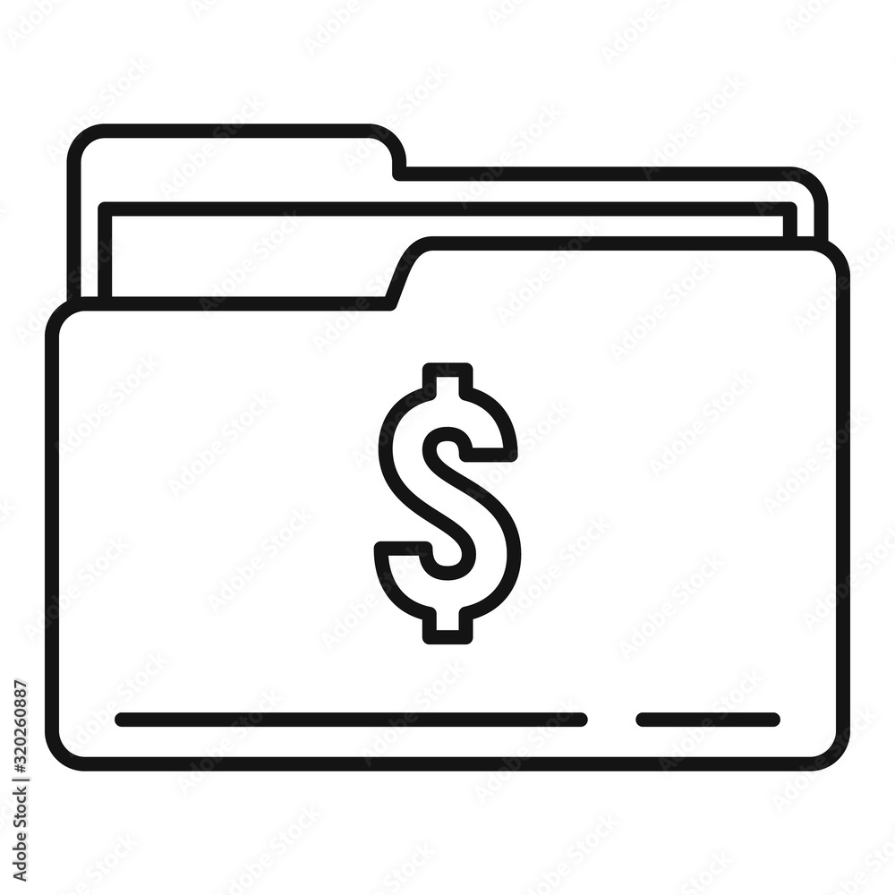 Money folder icon. Outline money folder vector icon for web design ...