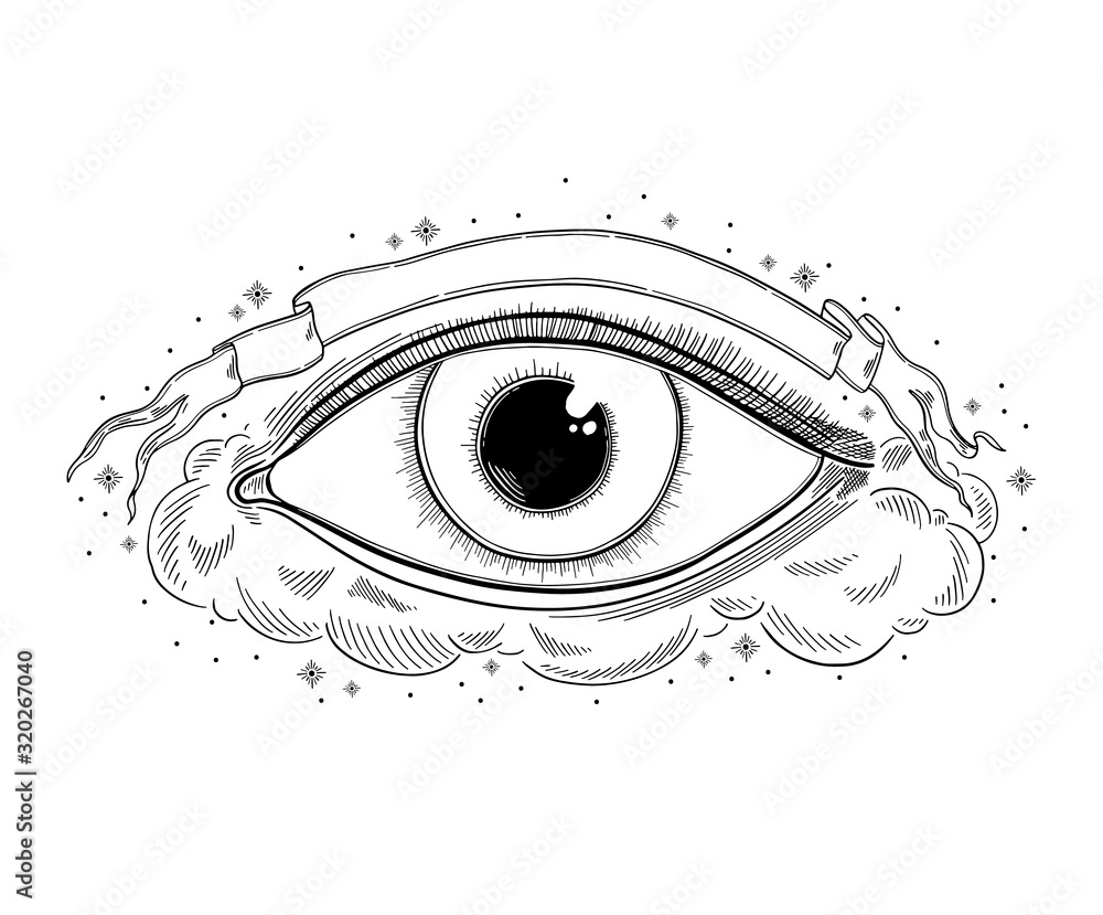 Evil Seeing eye symbol. Occult mystic emblem, graphic design tattoo ...