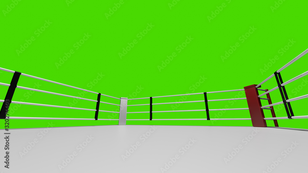 3D render Boxing ring on green screen background. Stock Illustration ...