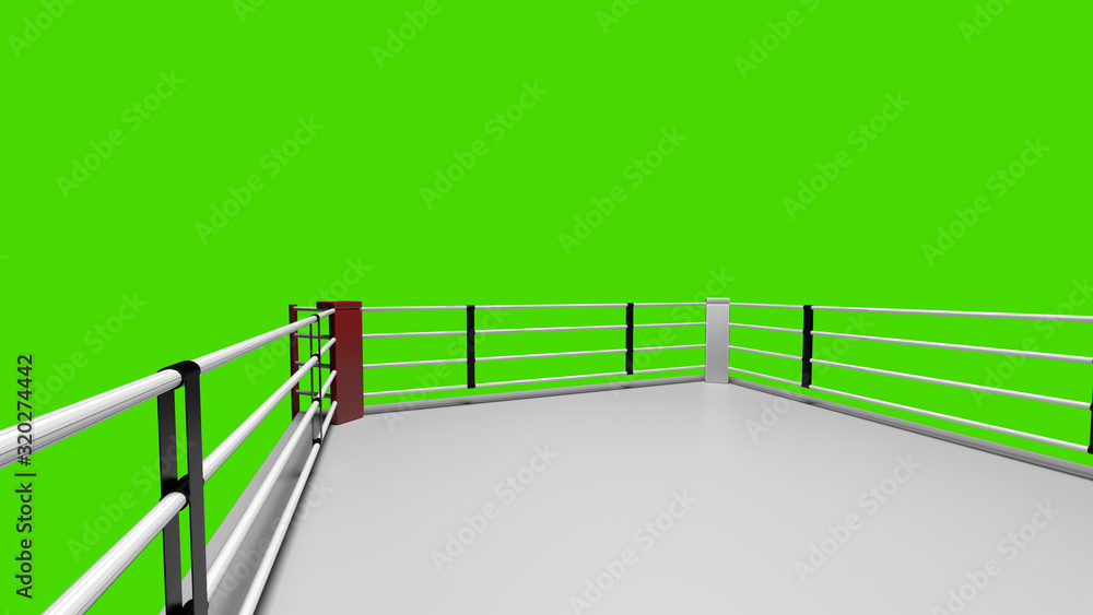 3D render Boxing ring on green screen background. Stock Illustration ...