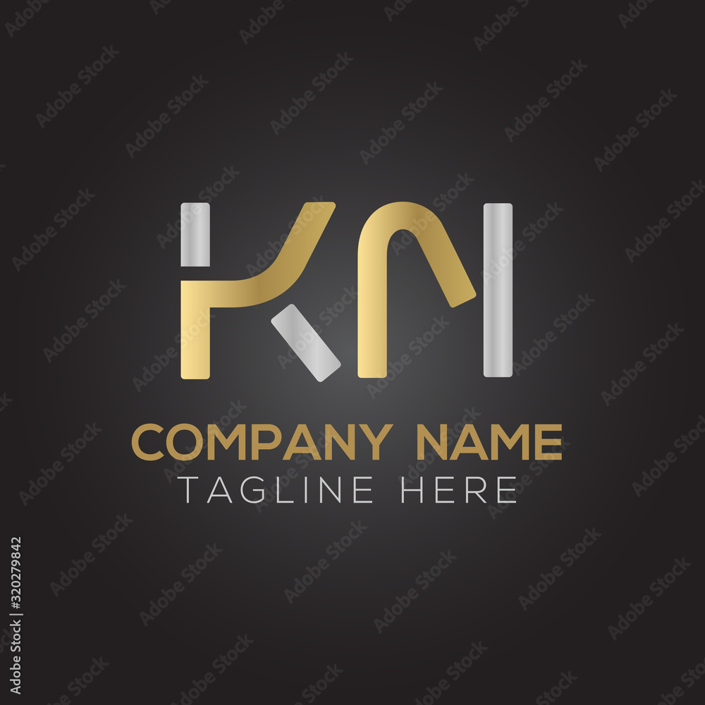 Initial Alphabet KN Logo Design vector Template. Linked Letter KN Logo ...