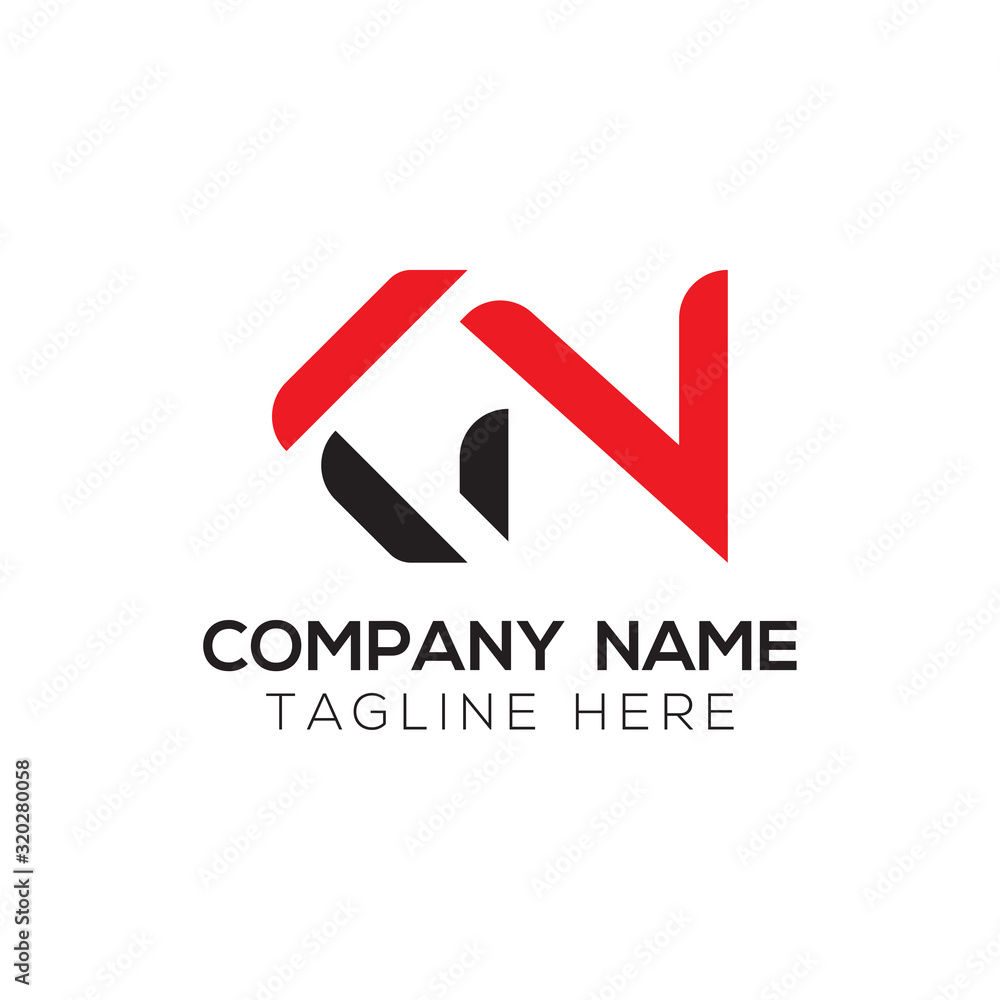 Initial Alphabet KN Logo Design vector Template. Linked Letter KN Logo ...