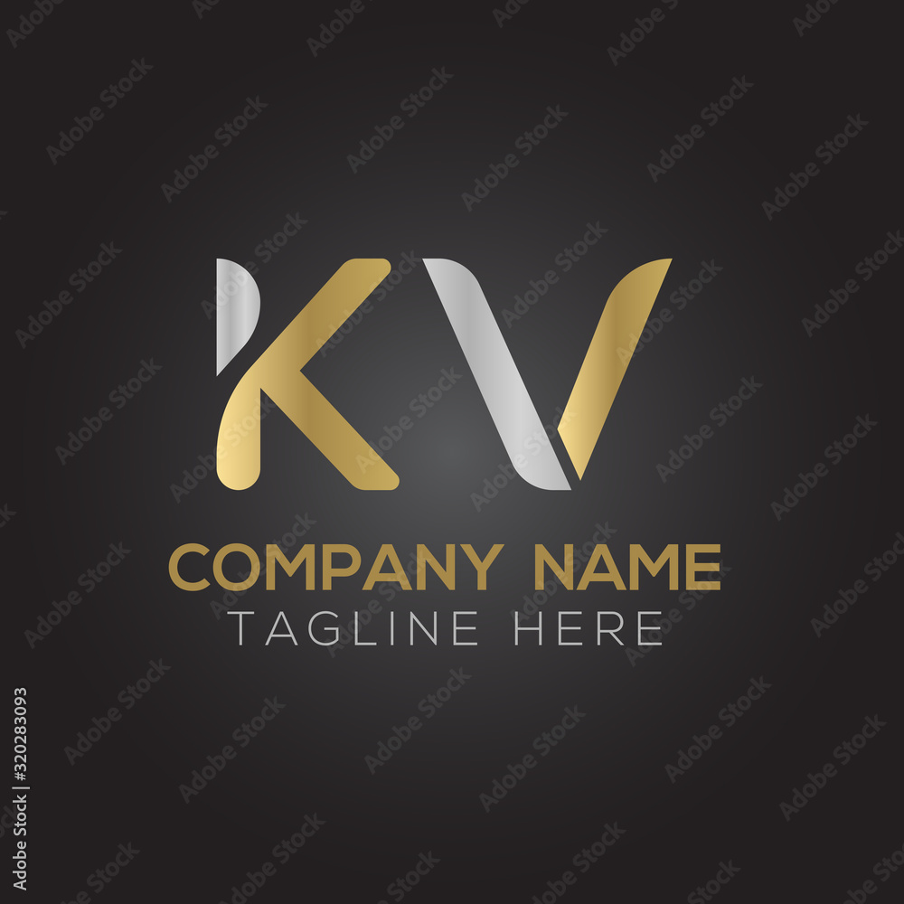Initial Alphabet KV Logo Design vector Template. Linked Letter KV Logo ...