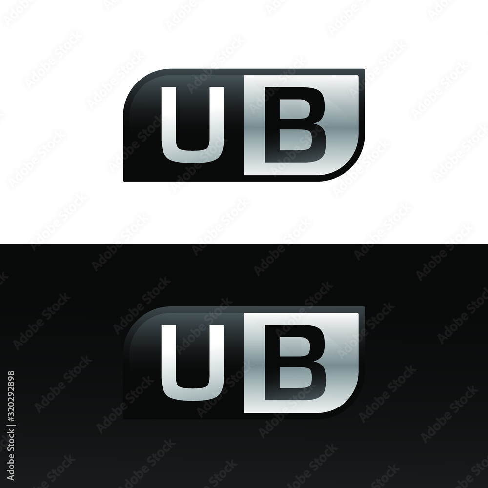 Logo letter UB with two different sides. Negative or black and white ...